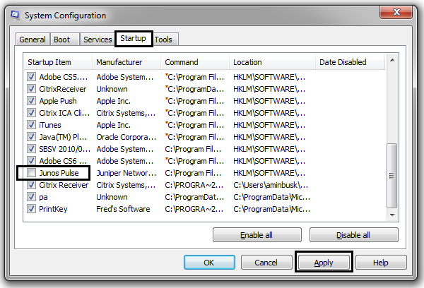 Disabling Startup Programs Uit