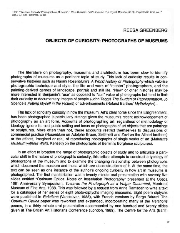 Objects of Curiosity: Photographs of Museums